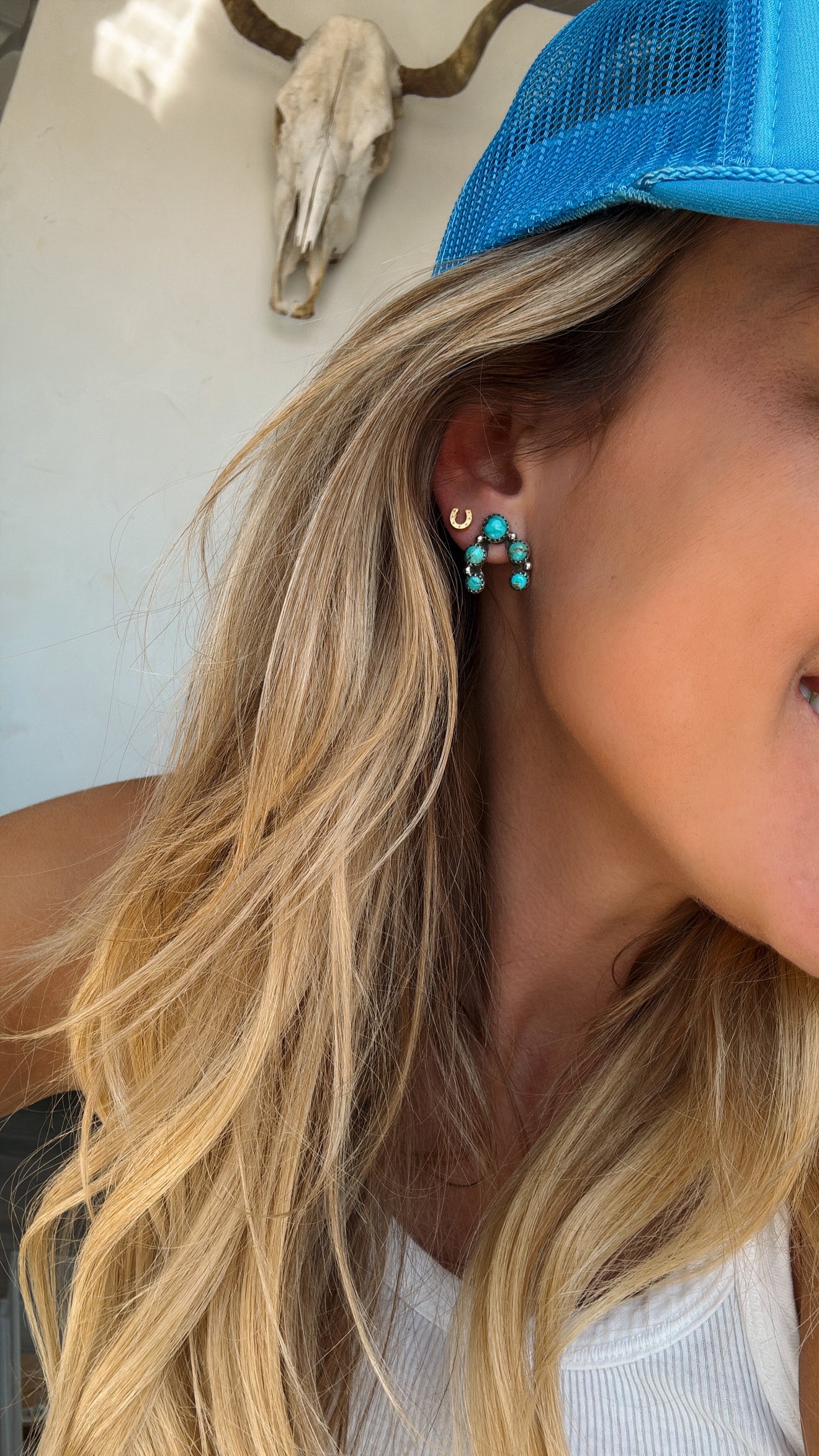 Silver Turquoise Naja Studs – Turnback Pony